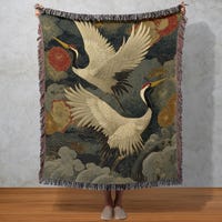 Japanese Motif Blanket Pattern Vintage Japanese Woven Blanket Ukiyoe ...