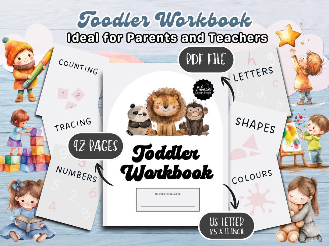 92-page Toddler Preschool Activity Workbook (PDF) - Etsy