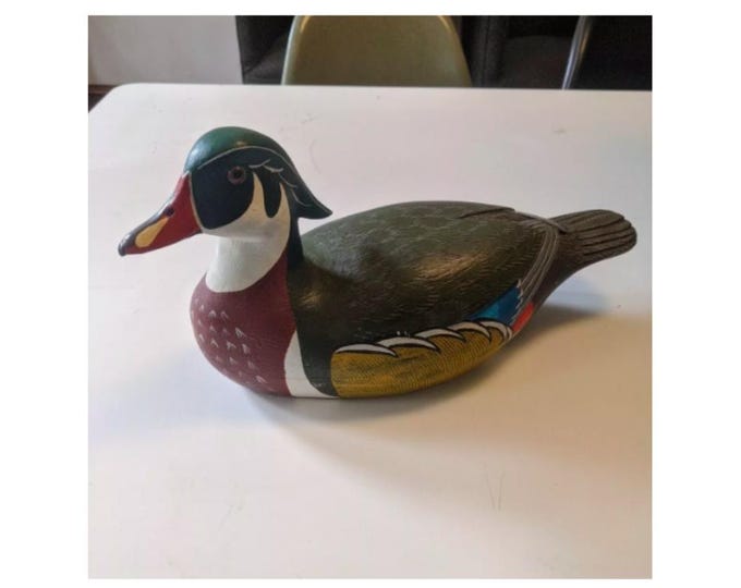 1981 R.E. Shourds Wood Duck Decoy Ross Harry H.V. Carved Painted 80s ...