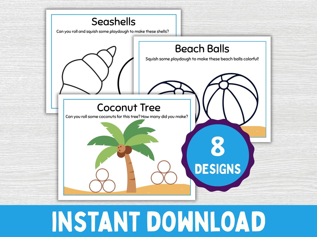 Beach Day Playdough Mats, Printable Summer Activities, Ocean Unit Study ...