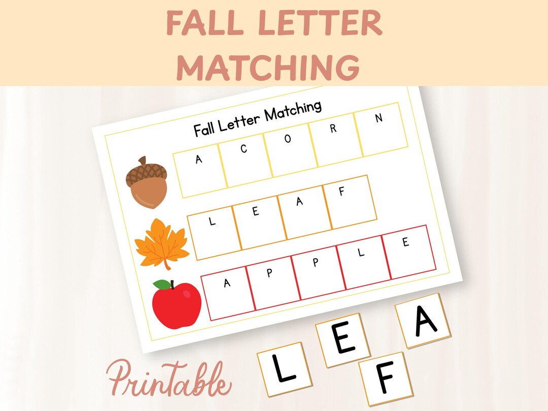 Fall Letter Matching Mat Digital Download, Fall Busy Book Page ...