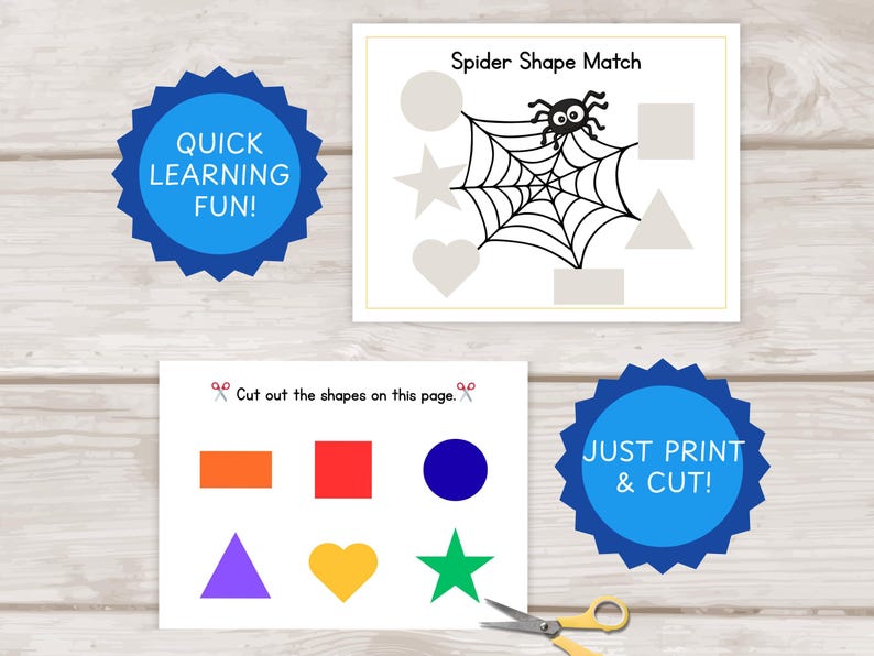 Printable Spider Shapes Matching Activity, Toddler Preschool Activities ...