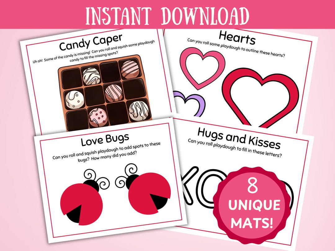 Valentine Printable Playdough Mats, Valentine's Day Kid's Activity ...