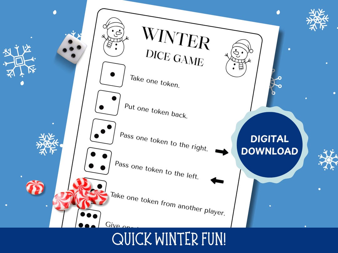 Winter Candy Dice Game, Family New Year's Eve Party (PDF) - Etsy
