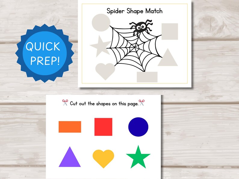 Printable Spider Shapes Matching Activity, Toddler Preschool Activities ...