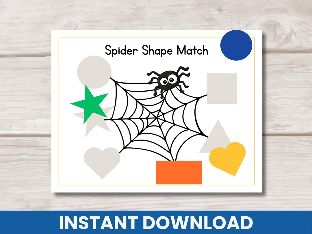 Printable Spider Shapes Matching Activity, Toddler Preschool Activities ...