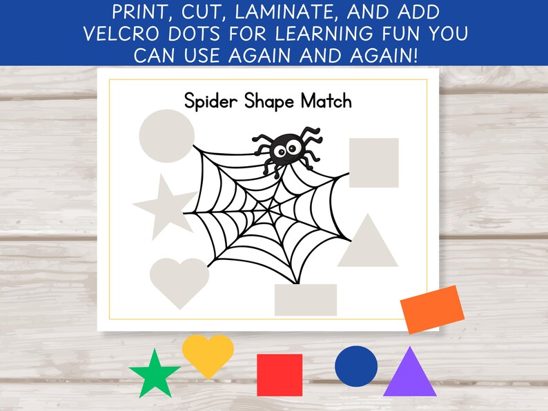 Printable Spider Shapes Matching Activity, Toddler Preschool Activities ...