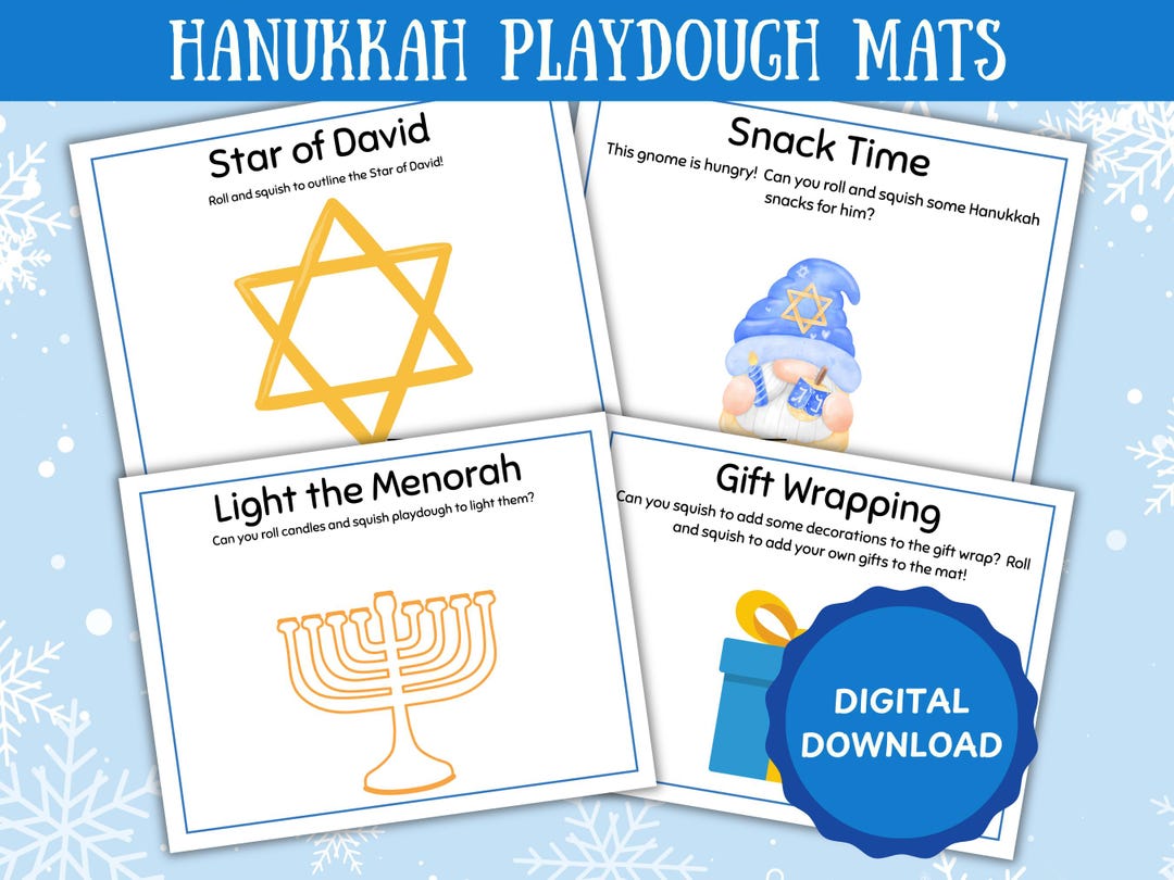Hanukkah Playdough Mats, Printable Hanukkah Kids Activities, Toddler ...