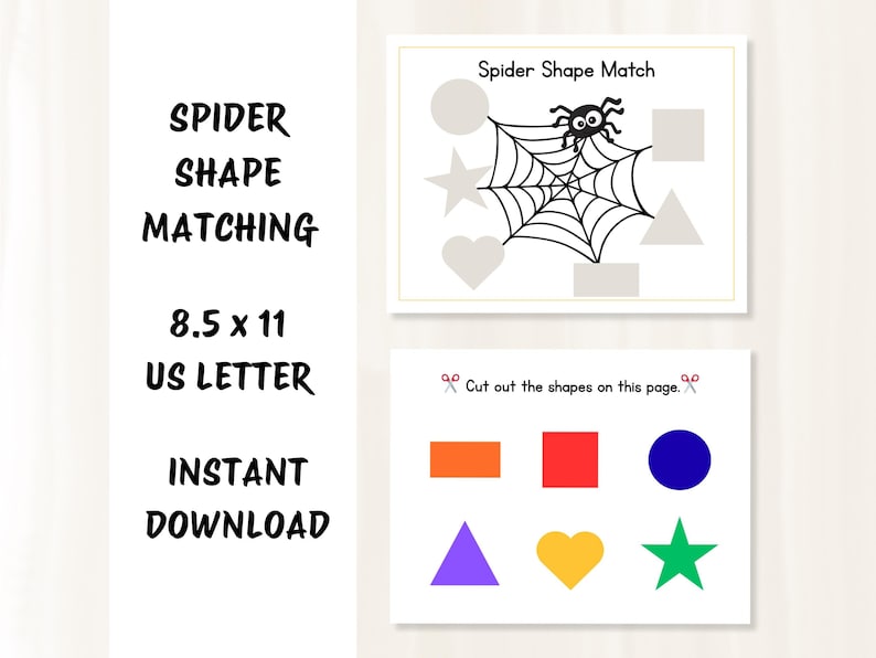 Spider Shape Matching Activity, Halloween Printable (PDF) - Etsy