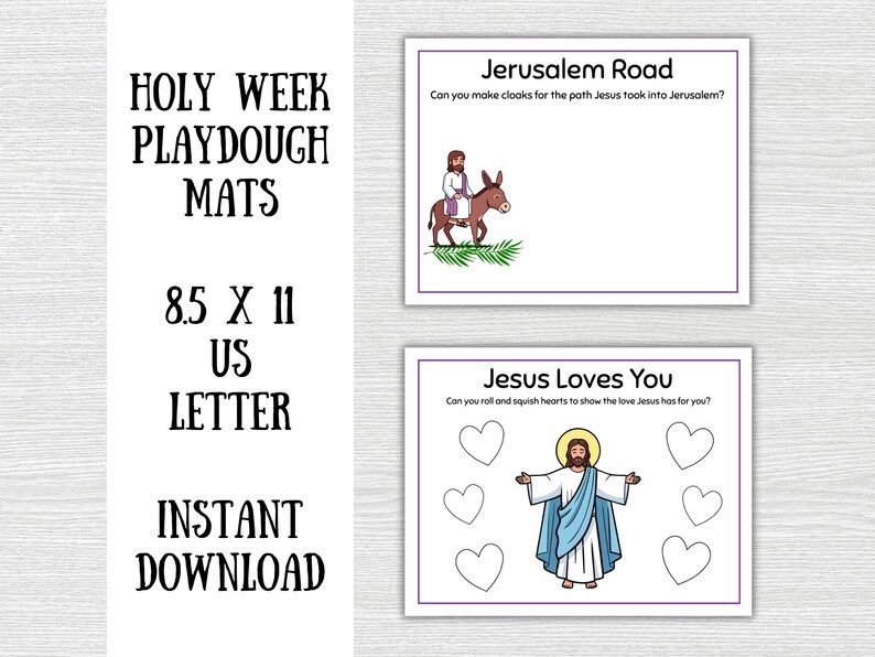 Holy Week Printable Playdough Mats, Easter Sunday School Activites for ...