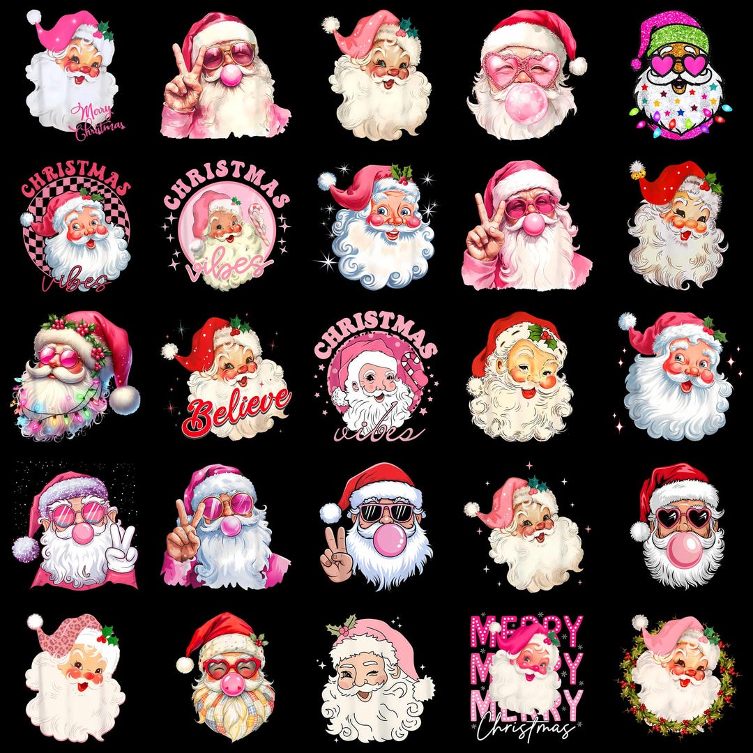 Pink Santa Claus PNG - Vintage Christmas Face Clipart, Retro Old Xmas ...