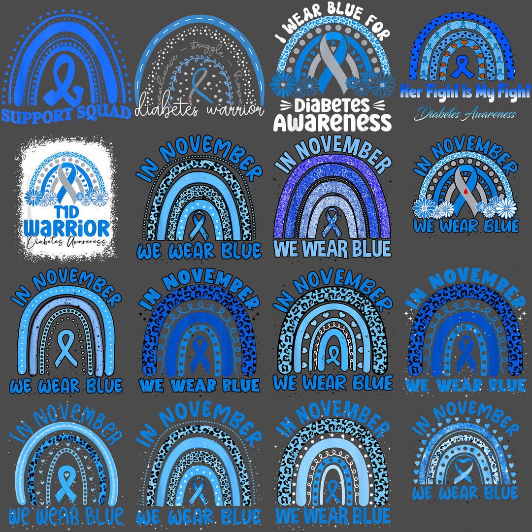 Diabetes Warrior Squad PNG – Awareness Rainbow T1D Blue Ribbon Clipart ...