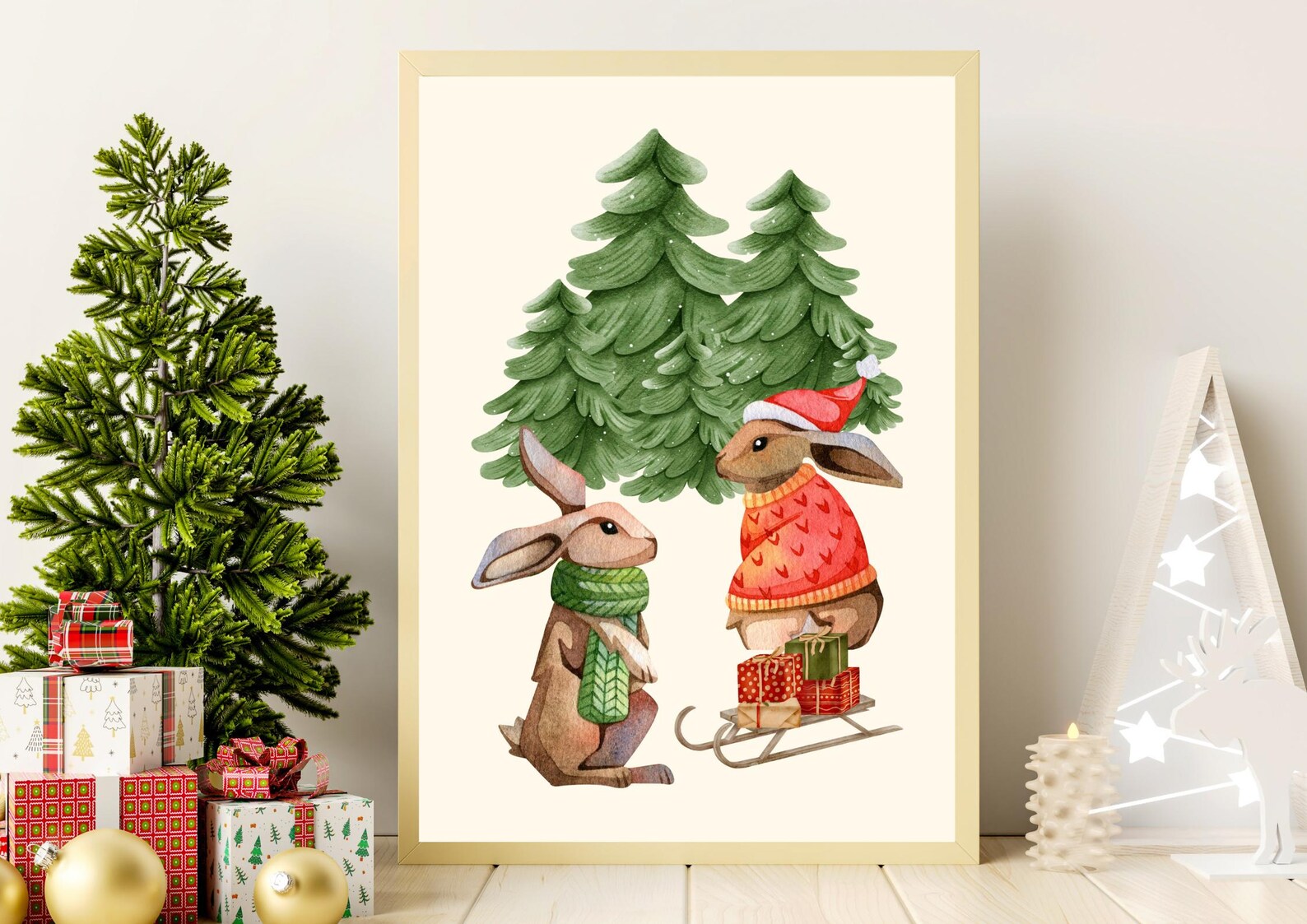 Printable Christmas Wall Art, Digital Holiday Decor Download, Festive ...