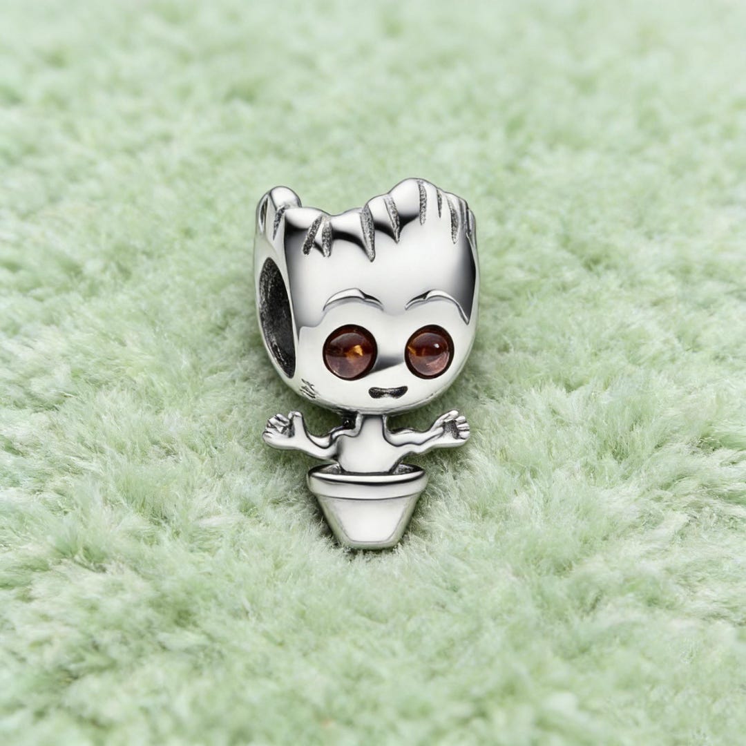 Marvel Guardians of the Galaxy Dancing Groot Charm, Gold-plated 925 ...
