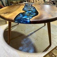 Custom Mappa Wood Live Edge Ocean Epoxy Table, Sea Style Epoxy Resin ...