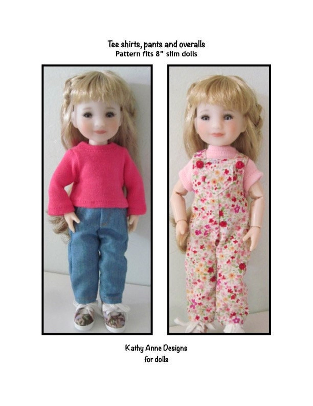 PDF Tee Shirts, Pants and Overall Sewing Pattern Fits 8" Slim Dolls ...