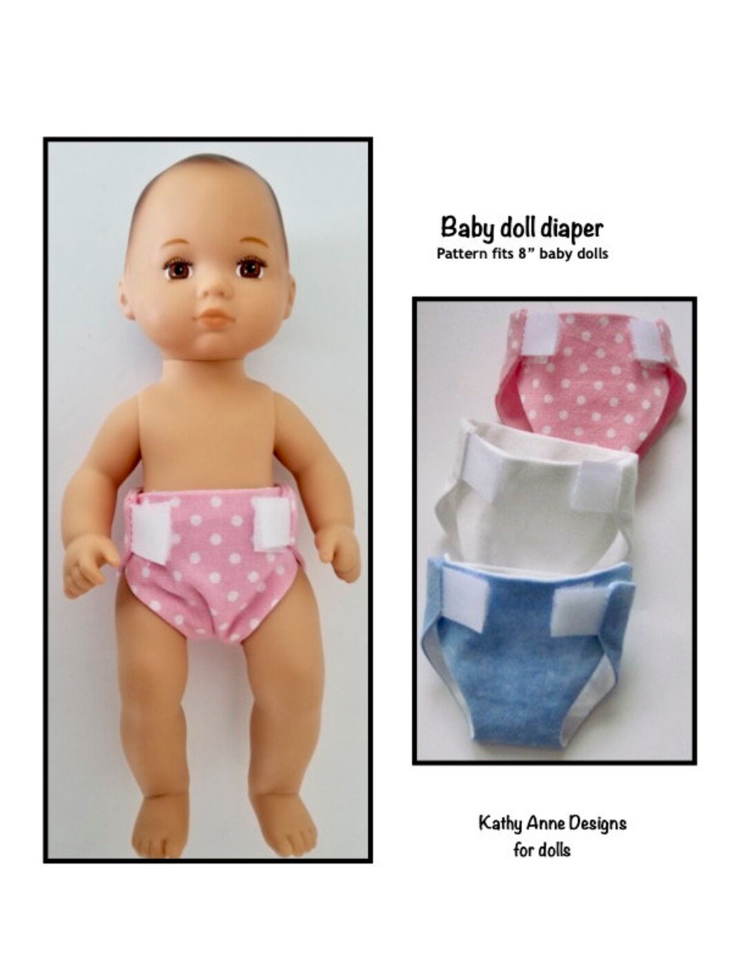 PDF Baby Doll Diaper Pattern Fits 8 Dolls, Such as Little Bitty Baby (Instant Download) - Etsy