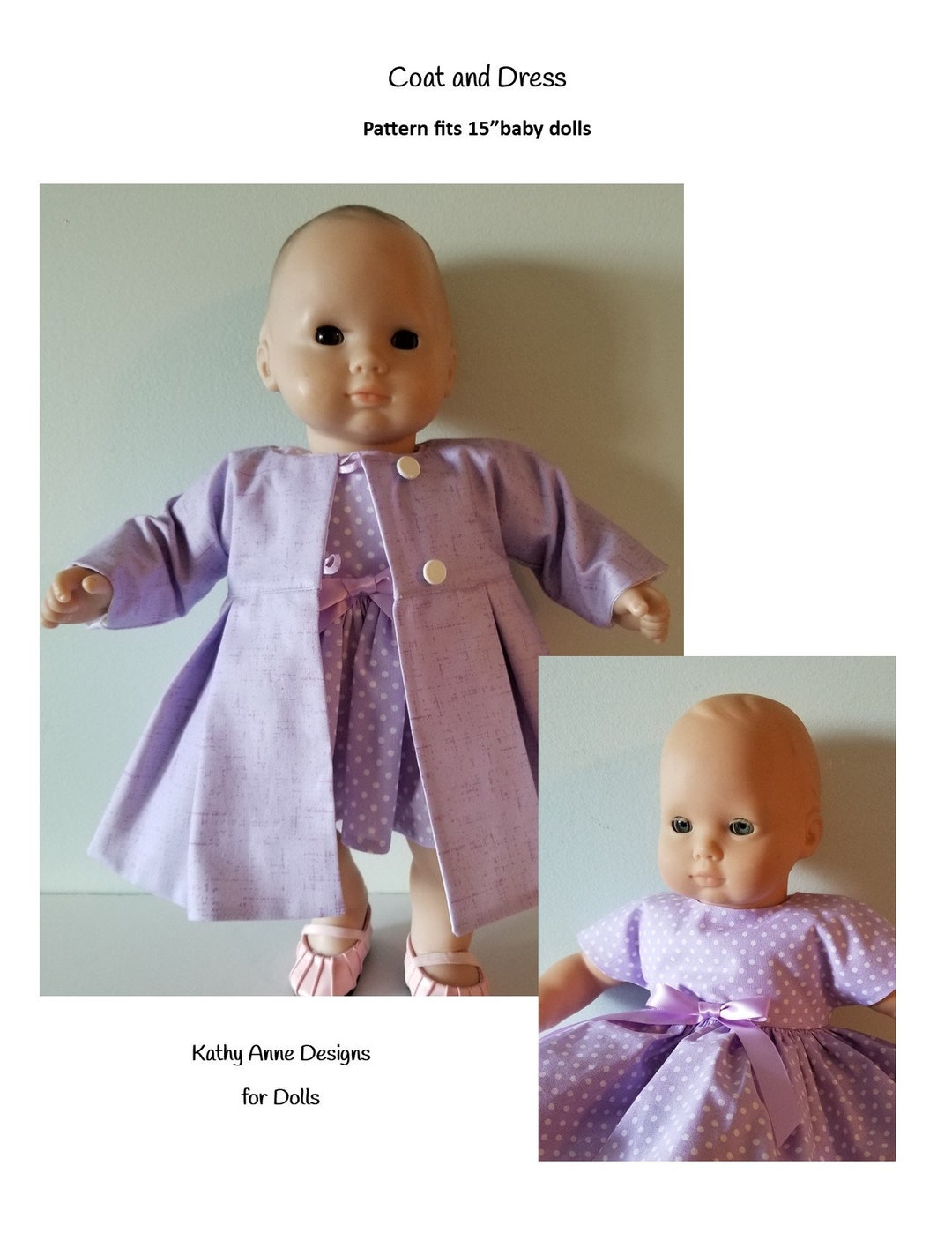 PDF Coat and Dress Pattern Fits 15" Baby Dolls, Such as Bitty Baby - Etsy