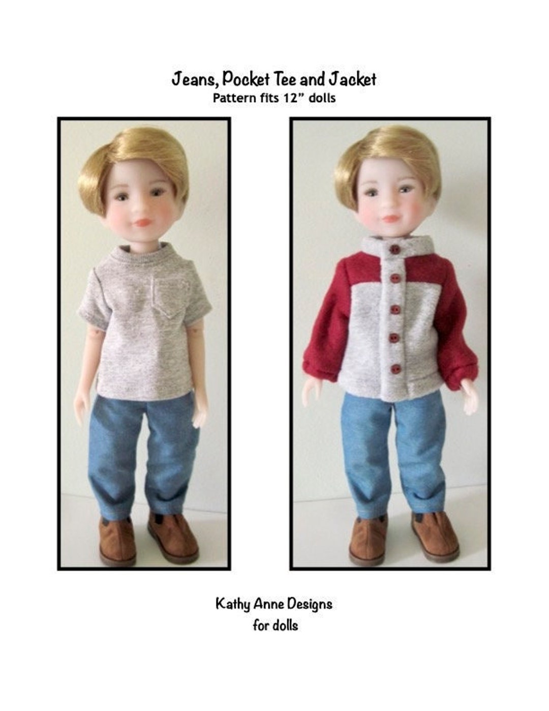 PDF Jeans, Pocket Tee and Jacket Pattern Fits 12" Dolls, Such as ...
