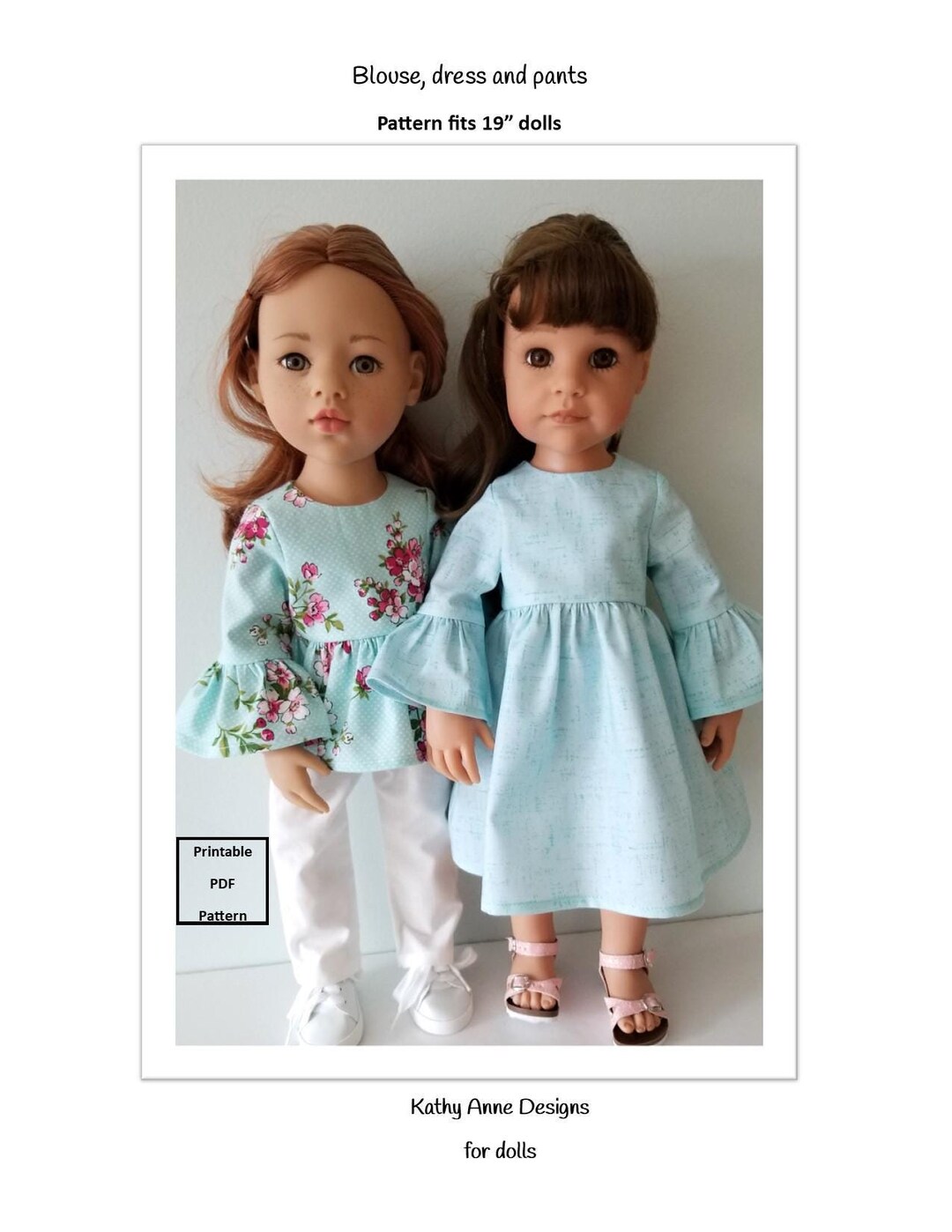 PDF Ruffled Blouse, Dress and Pants Sewing Pattern Fits 19" Dolls, Such ...