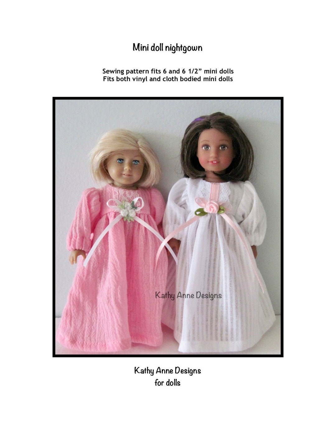 PDF Mini Doll Nightgown Pattern - Fits 6 to 6 1/2" AG Mini Dolls - Etsy