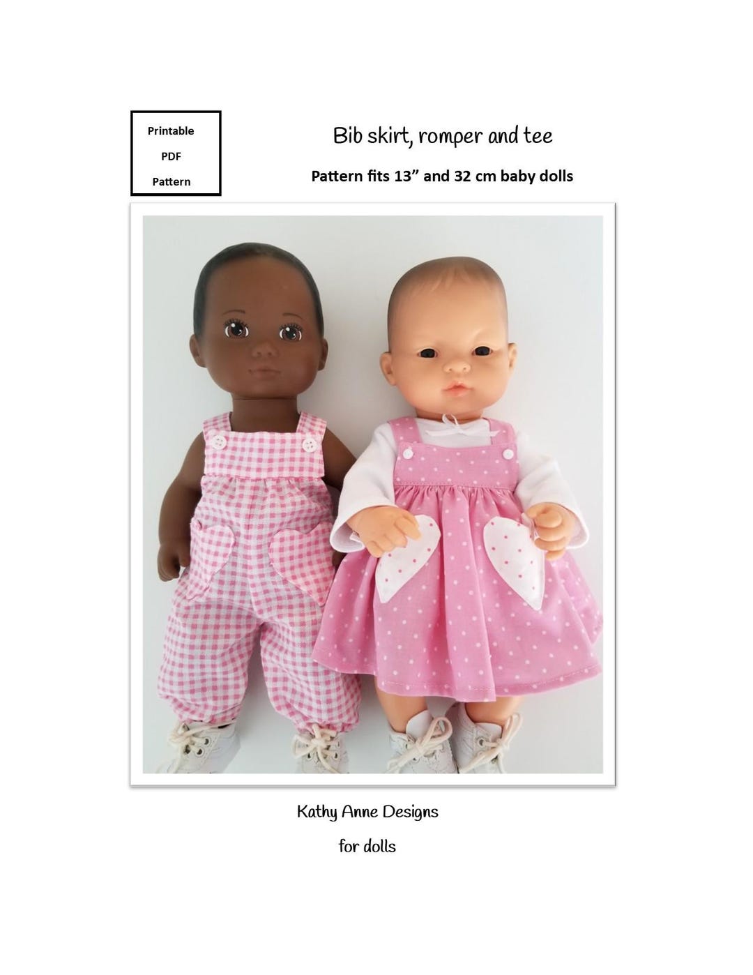PDF Bib Skirt, Romper and Tee Sewing Pattern Fits 13" and 32 Cm Baby ...
