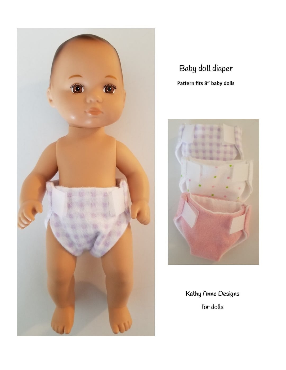 PDF Baby Doll Diaper Pattern Fits 8" Dolls, Such as Little Bitty Baby ...