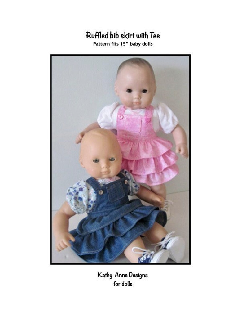 PDF Ruffled Bib Skirt With Tee Sewing Pattern Fits 15" Dolls, Such as ...