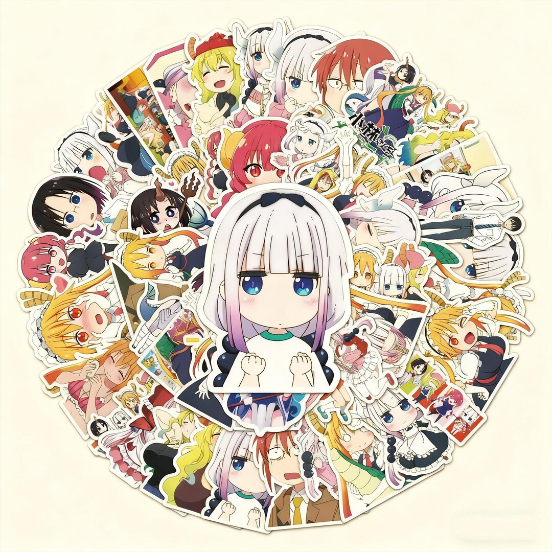 50pcs-miss Kobayashi's Dragon Maid Stickers | Cute Tohru & Kanna Anime ...