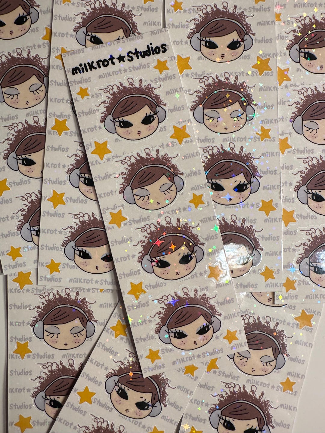 Girl Face Sticker Sheet | Holographic Waterproof Vinyl Stickers - Etsy