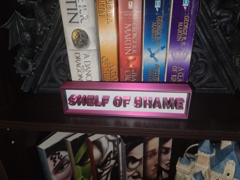 Shelf of Shame Sign: Funny Bookshelf Decor - Etsy