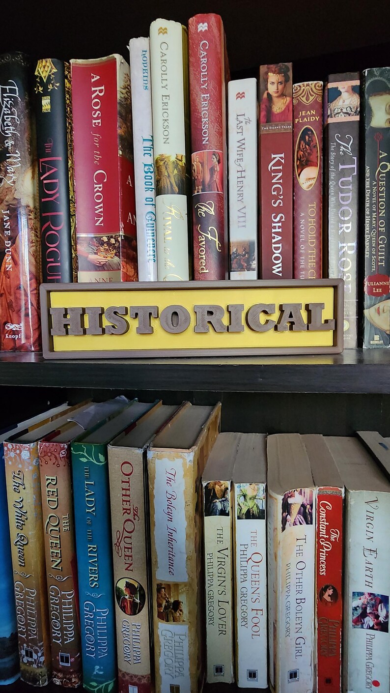 Historical Fiction Bookshelf Sign | 3D Printed Genre Shelf Label for ...