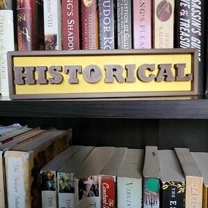 3D Printed Historical Fiction Bookshelf Sign | Period Drama, History ...