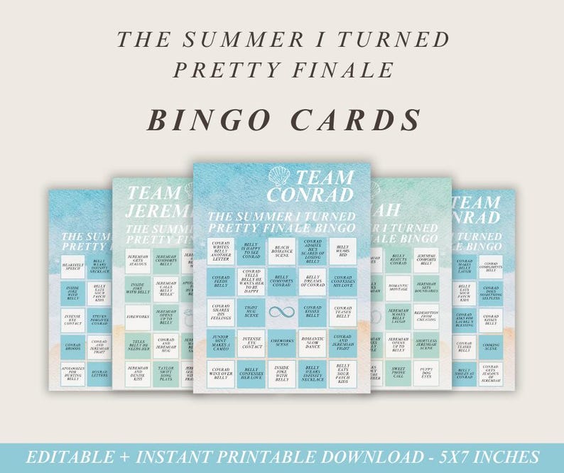The Summer I Turned Pretty Finale Bingo Cards | Printable & Instant ...