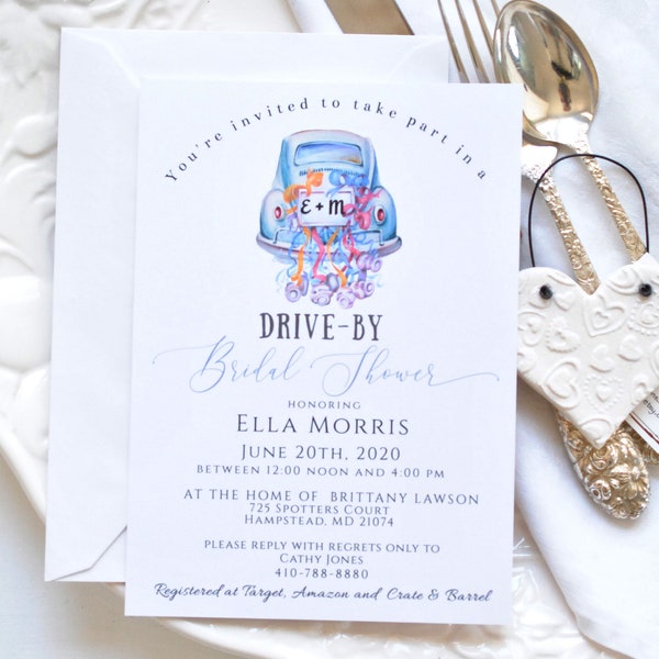 Drive by Bridal Shower Invitation - Etsy