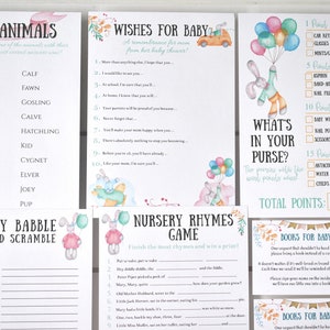 Bunny Baby Shower Game and Activity Package / Set of 9 Pastel Bunny ...