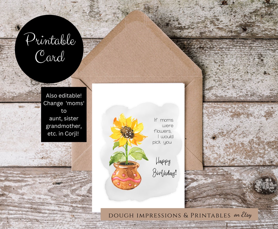 Printable Birthday Card / Custom Card / Instant Download Template ...