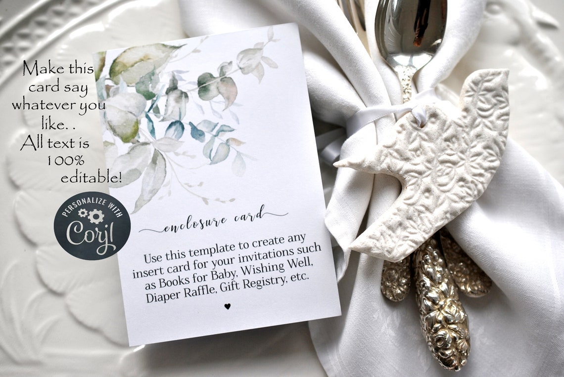 Printable Shower Enclosure Card Custom Insert Greenery With - Etsy