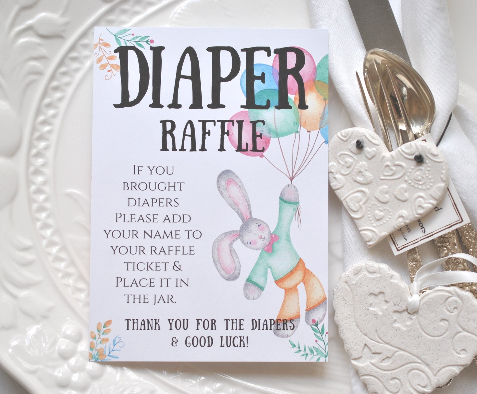 Printable Bunny Diaper Raffle Baby Shower Table Sign Template | Etsy