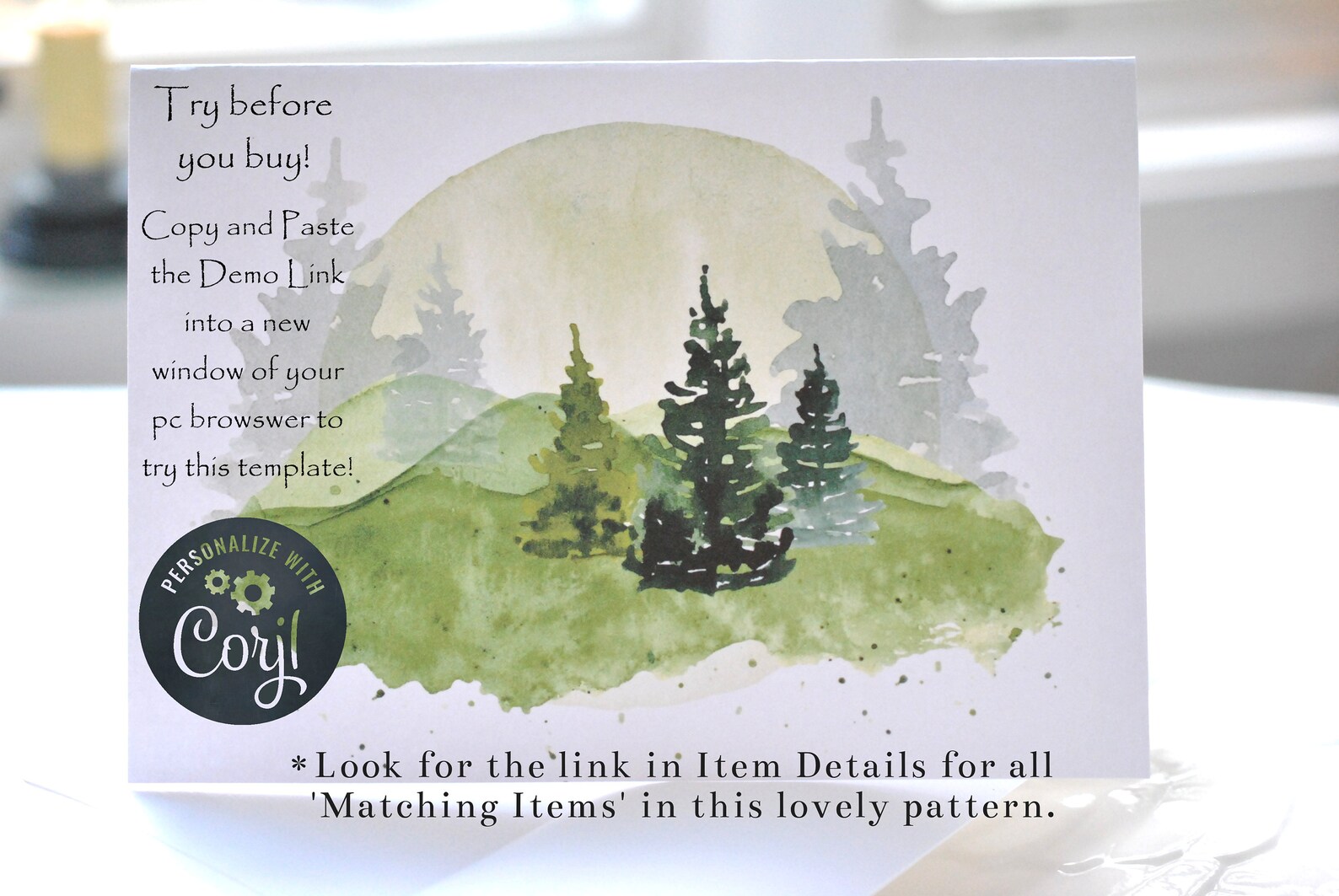 Printable Woodland Mountains and Trees Watercolor Card Digital - Etsy