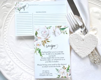 Recipe Insert and Recipe Card Templates Navy and Cranberry Flowers DIY ...