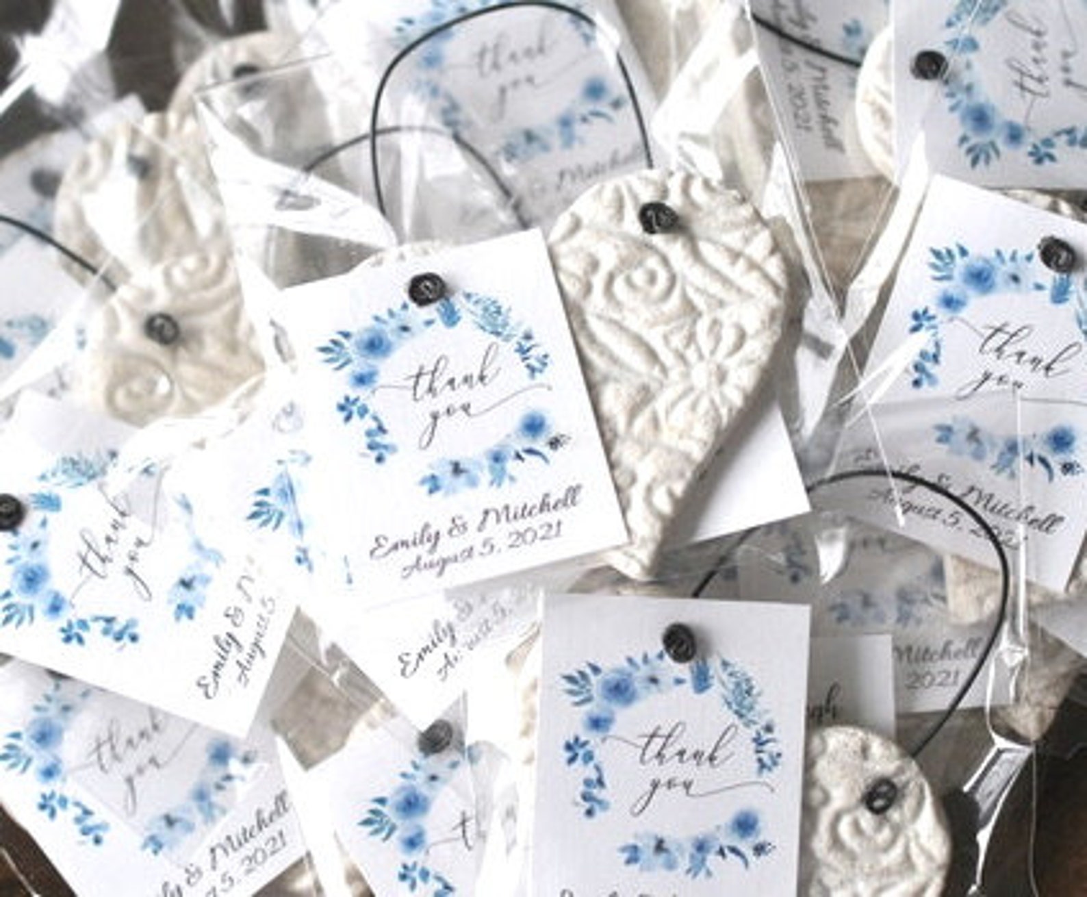 Heart Wedding Favors / Valentines Decor Salt Dough Ornaments - Etsy