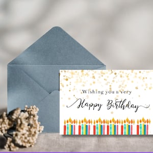 Printable Happy Birthday Card With Confetti and Candles Template ...