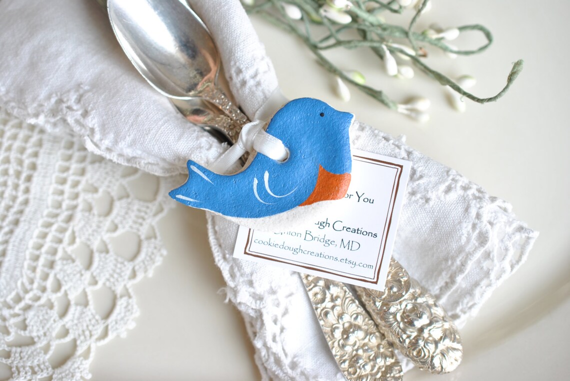 Blue Bird Decorations Set of 10 Mini 2 Inch Salt Dough Party | Etsy