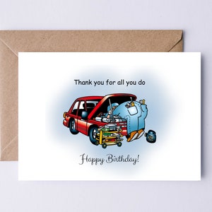 Mechanic Birthday / Printable Card / Birthday Card for Dad / Printable ...