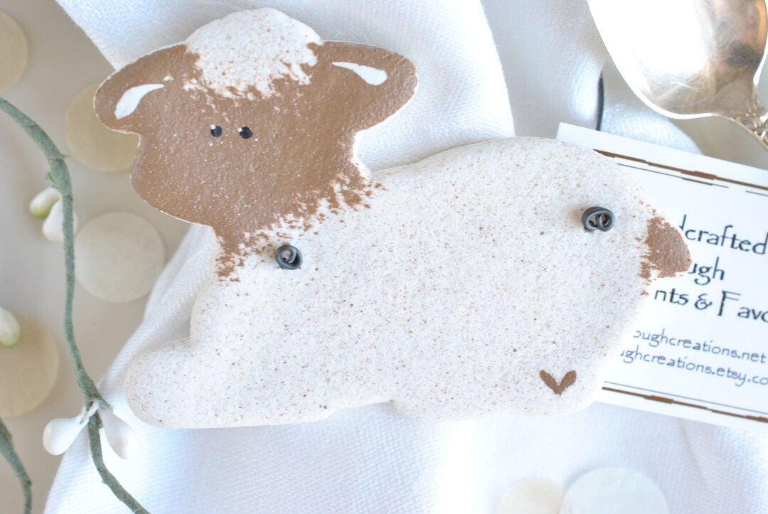 Christening or Baptism Favor Lamb Salt Dough Ornament - Etsy