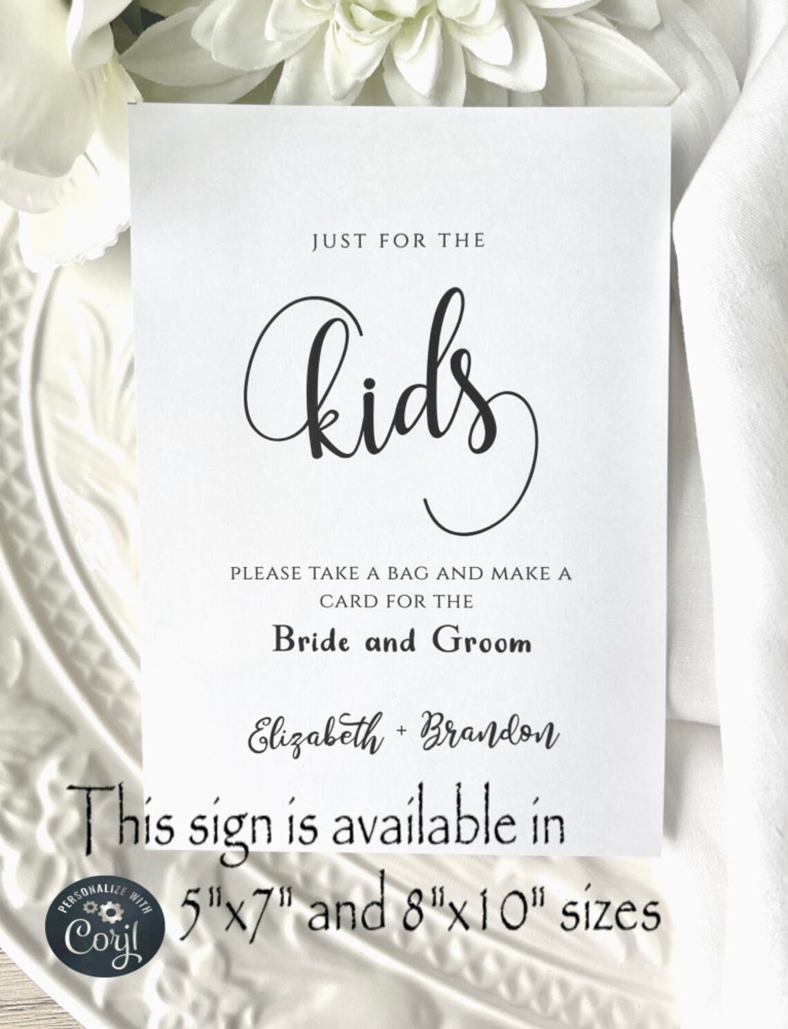 Modern Wedding Sign for Kids Busy Bag Sign Printable 100% Editable Sign ...