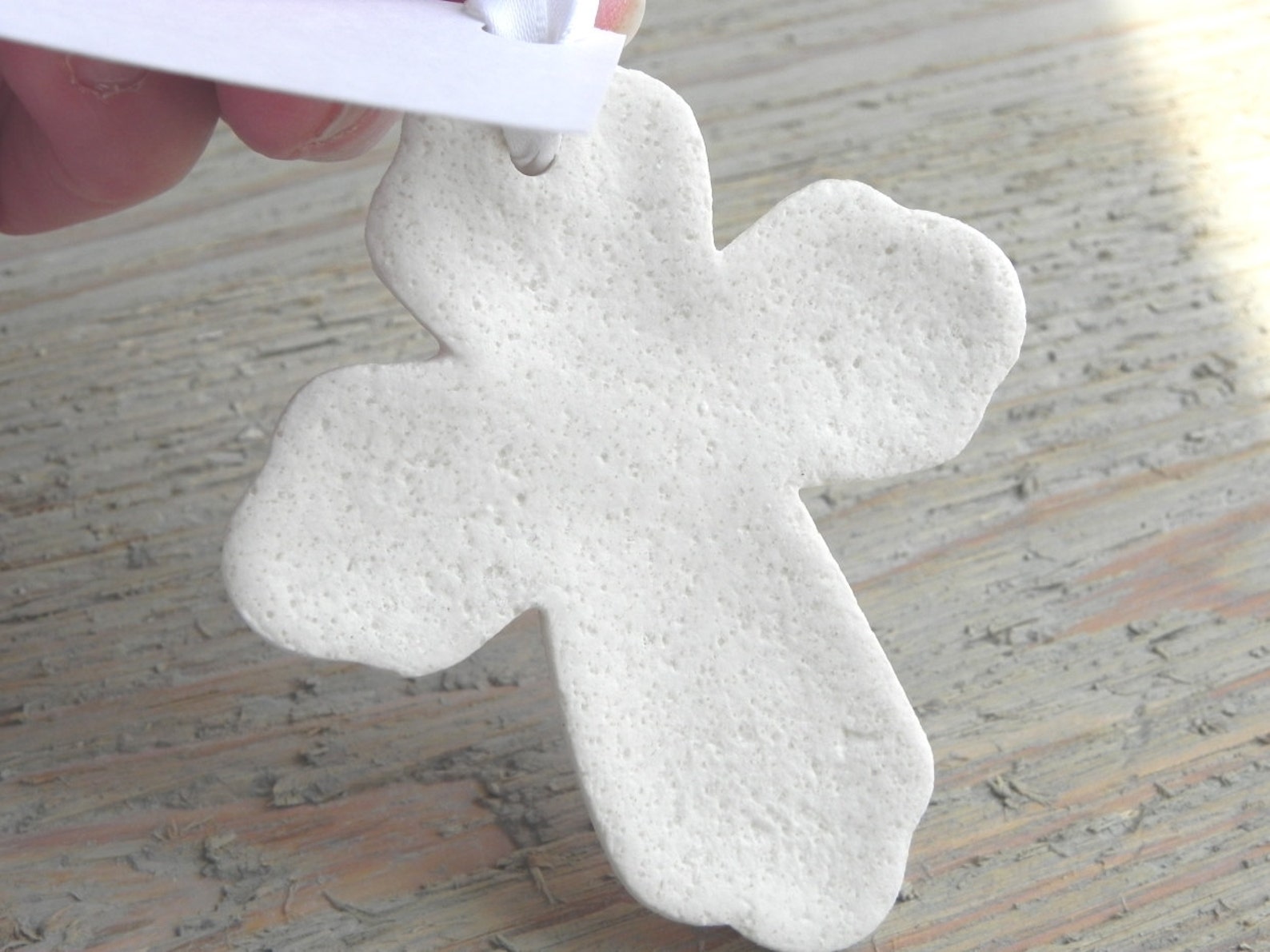Communion or Baptism Favors Cross Salt Dough Ornaments Pink Blue or ...