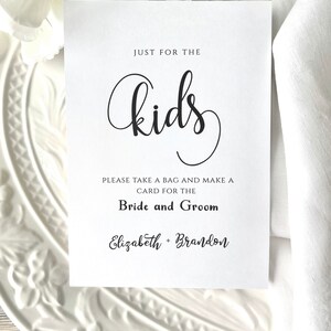 Modern Wedding Sign for Kids Busy Bag Sign Printable 100% Editable Sign ...