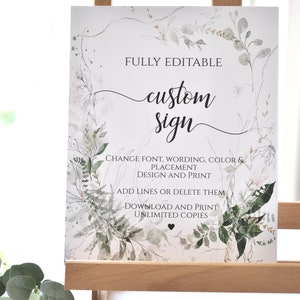 Editable Printable Greenery Custom Wedding Sign Template DIY Instant ...
